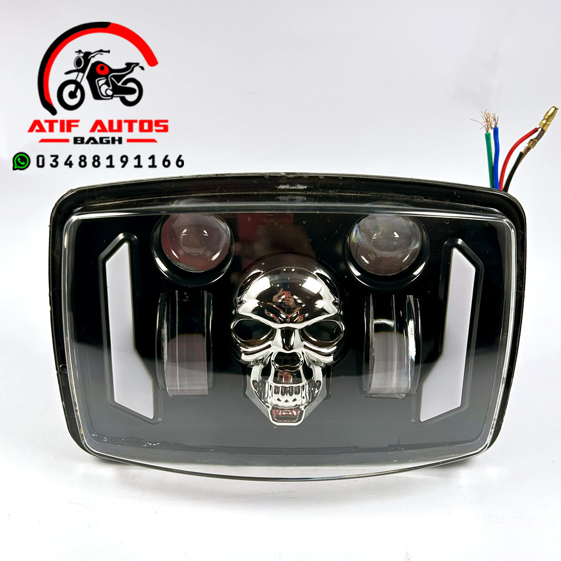 Universal 3D Skull LED Headlight Panel with Indicators - Atif Autos